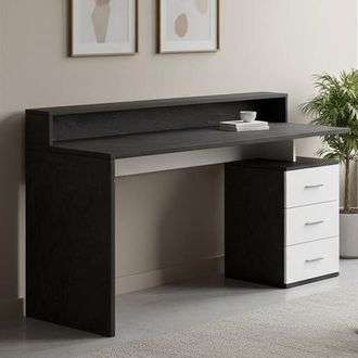 Dmora Schreibtisch Svevo, Schreibtisch mit Platte, Mehrzweck-B&uuml;roschreibtisch, platzsparender Schreibtisch mit Mehreren Positionen, 160x60h90 cm, Wei&szlig; und S