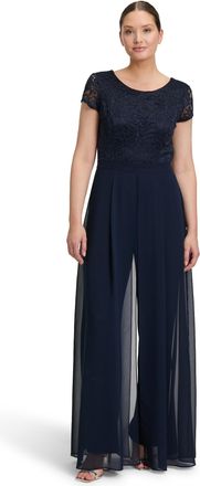 Vera Mont Overall VERA MONT Damen kurzarm, Damen, Gr. 36, Normalgr&ouml;&szlig;en, blau (night sky), Obermaterial: 95% Polyester, 5% Elasthan. Besatz: 100% Polyester. Futt