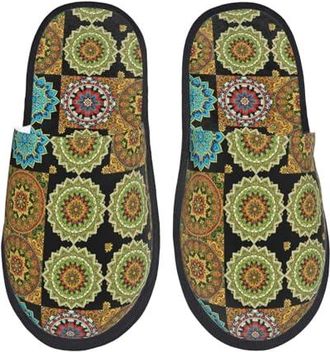 Generic L&eacute;g&egrave;re Pantoufles Femmes Carreaux de mandala Chaussures de Maison Confortable Chaussons Homme pour Maison Hiver Int&eacute;rieur L