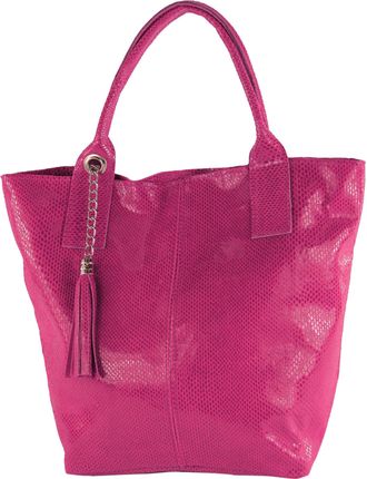 modamoda.de T248 - Ital. Shopper Large mit Innentasche aus Leder, Farbe:Pink