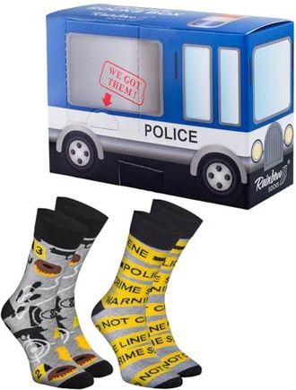 Rainbow Socks Femme Homme Chaussettes Voiture de police Cadeau Unique - 2 paires - Taille 36-40