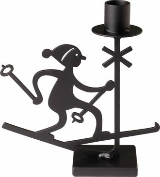 Bengt & Lotta Kerzenst&auml;nder aus Metall, Ski-Design, Schwarz, 31x37,5 cm, Indoor-Dekoration, Feiertagsthema