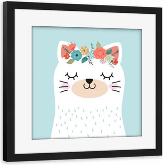 artboxONE Poster mit Rahmen schwarz 50x50 cm Kids Art Katze Frida von TW Living - gerahmtes Poster