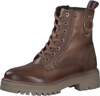 s.Oliver Damen Schnürstiefel ohne Absatz aus Leder mit Reißverschluss, Braun (Cappuccino), 38 EU