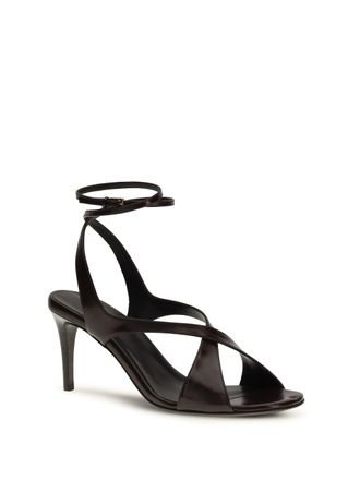 Khaite Womens Liria Sandals Dark Brown Calf Leather Bos Taurus