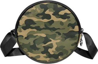 Generic Sac &agrave; bandouli&egrave;re Circle pour femme, petit sac &agrave; bandouli&egrave;re camouflage avec fermeture &eacute;clair, bretelles r&eacute;glables, sac &agrave; main rond d&eacute;contract&eacute; pour f