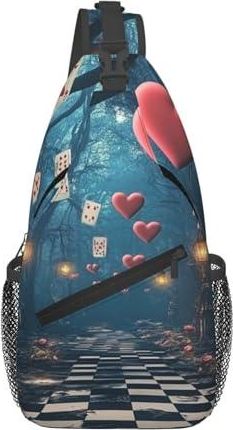 Generic Magical Forest Sac &agrave; dos &agrave; bandouli&egrave;re flottant avec cartes &agrave; jouer et roses