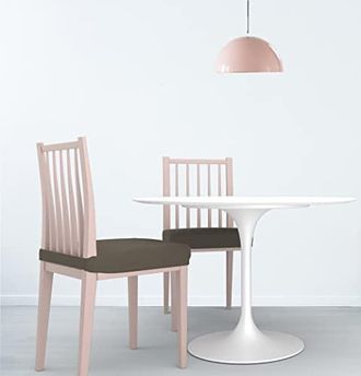 Italian Bed Linen 1 Paar Stuhlhussen ohne R&uuml;ckenlehne, bi-elastisch, dehnbar, maschinenwaschbar, Sitzbezug f&uuml;r B&uuml;rost&uuml;hle und Esszimmerst&uuml;hle - Taupe