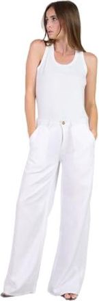 Le Temps Des Cerises Jeans Tencel Wide Leg Victoria Taille Haute Blanc