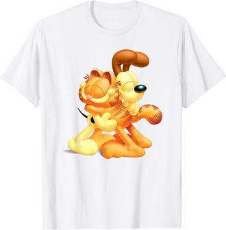 Garfield & Odie 3D Hugging Cute Cartoon Cat and Dog T-Shirt