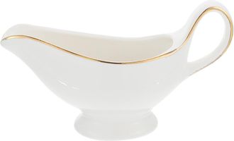 Cabilock Sauciere Mit Ergonomischem Griff Kaffee Milchkännchen Leicht Zu Gießen Keramik Weiße Sauciere Mit Goldrand Servierkrug Milchkännchen Für Die Küche