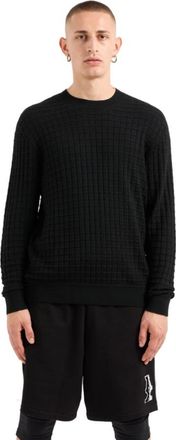 A|X Armani Exchange Homme, Pulls, Noir, Taille: XS Checked Crewneck Sweater