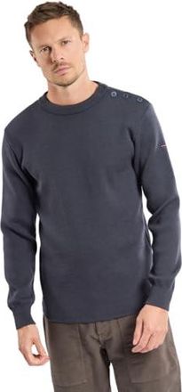 Armor Lux Pull Marin à Boutons uni col Rond FOUESNANT