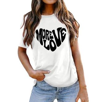 Generic T-shirts graphiques &agrave; manches courtes pour la Saint-Valentin 2026 pour femmes - Cadeau mignon pour la Saint-Valentin, blanc, XL