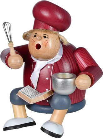 KWO Olbernhau Räuchermännchen Küchenchefin - Kantenhocker - 17 cm