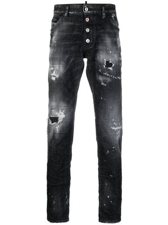 Dsquared2 Slim-Fit-Jeans im Distressed-Look - Schwarz