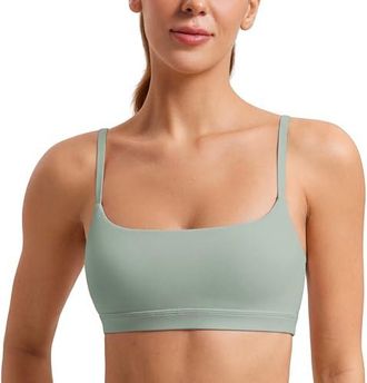 CRZ YOGA Femmes Butterluxe Ajustable Spaghetti Soutien-Gorge de Sport Rembourré Yoga Soutien-Gorge Cour du Palmier Vert 40