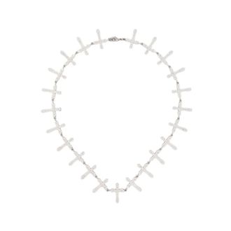 Darkai Darkai, Homme, Accessoires, Gris, Taille: ONE Size Collier &agrave; maillons crois&eacute;s orn&eacute; de cristaux