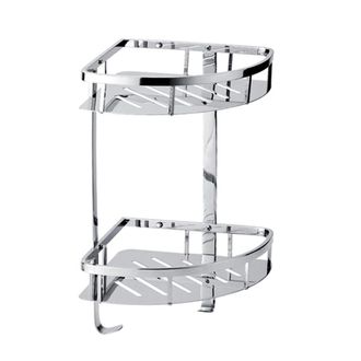 Holibanna Edelstahl Doppellagen Eckregal Rostfreier Dreiecksst&auml;nder mit Wandmontage Badezimmer Aufbewahrungshalter f&uuml;r Toilettenartikel Organizer Regal f&uuml;r Klei