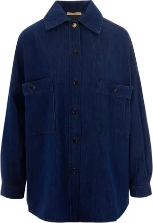 Sessun Femme, Blouses et Chemises, Bleu, Taille: 38 FR Nevada Denim Shirt