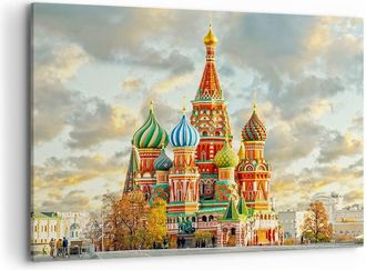 Arttor Bilder auf Leinwand 100x70cm Leinwandbild Russland moskau kathedrale rotes quadrat Groß Wanddeko Bild Schlafzimmer Deko Wandbilder Dekoration Wohnzimm