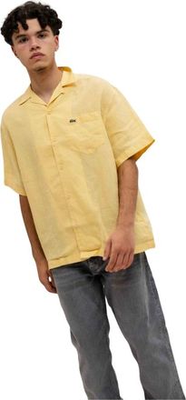 Lacoste Homme, Chemises, Jaune, Taille: S Relaxed Fit Linnen Overhemd