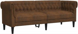 vidaXL Chesterfield-Sofa 3-Sitzer Braun Stoff Vidaxl