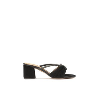 Kazar Elegante Wildlederpantoletten mit gl&auml;nzenden Akzenten - - Shoes - Damen - Schwarzk - 35 EU