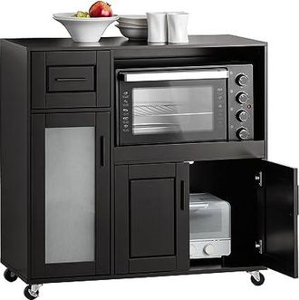 SoBuy Desserte à roulettes, Îlot Central avec Roues, Meuble de Rangement pour Cuisine, Support Micro-Ondes, Desserte Mobile pour Salle à Manger et Bureau à 