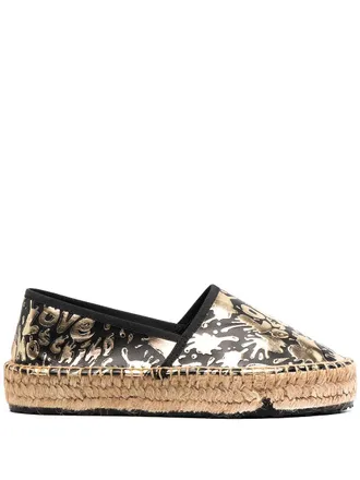 Love Moschino espadrilles &agrave; logo imprim&eacute; - Or
