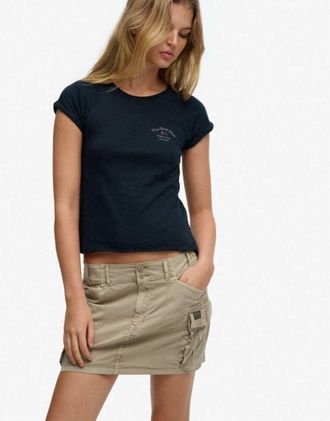 Superdry Kurzer Cargo-Rock in Kieselsteingrau