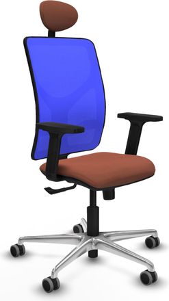 Piqueras y Crespo B&uuml;rostuhl mit 2D-Armlehnen, h&ouml;henverstellbare Lendenwirbelst&uuml;tze und festes Kopfteil, ausgestattet mit 3 Positionen und Schneidschaum, Blau/Braun