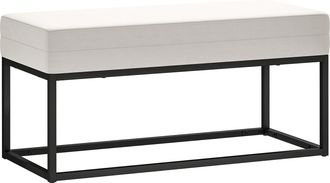 HOMCOM Moderne und minimalistische Eingangsbank mit verstellbaren Füßen, gepolsterte Schlafzimmerbank aus Stoff mit Samteffekt und Stahl, 94x42x44 cm, Creme