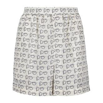 Burberry Seidenshorts mit geradem Schnitt und Logo-Print - - Shorts - Damen - Grau - XS