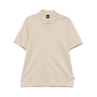 HUGO BOSS Paras Piqu&eacute; Zip Polo - - Tops - Herren - Beige - L