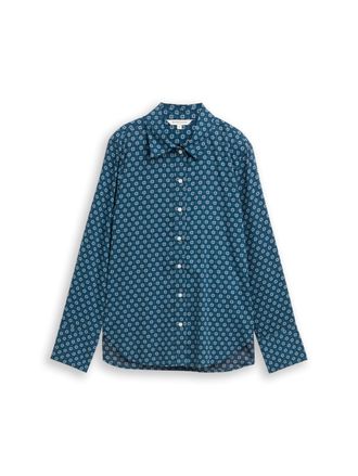 Tom Tailor Damen 1047586 Hemdbluse mit Muster, 38407-Teal Geometric Minimal Design, 38