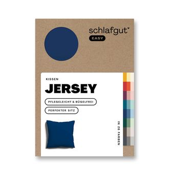 Schlafgut Schlafgut Easy Jersey Kissenbezug 40x40 cm Blue Deep mit 100% Baumwolle, superweicher & atmungsaktiver Kopfkissenbezug