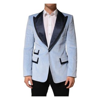 Dolce & Gabbana Velours Blazer - Homme - Costumes - Bleu - Taille: M