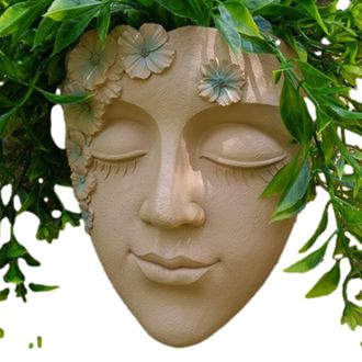 Generico Blumentopf mit Pflanzenkopf - Vase mit Gesicht zur Wandmontage, niedlicher Pflanzentopf, dekorativer f&uuml;r das Haus, kreativer H&auml;ngetopf | Head P