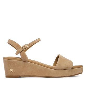 Tommy Hilfiger Sandalen Tommy Hilfiger Suede Wrapped Mid Wedge FW0FW09235 Braun