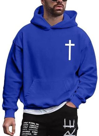 Generic Sweat à capuche pour homme imprimé au Royaume-Uni - Couleur unie - Style décontracté - Tendance - Manches longues - Streetwear - Haut ample - Léger - 