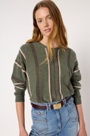 Gerard Darel Pull ray&eacute; en cachemire - ELISE - Vert Kaki