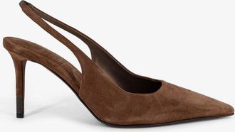 Brunello Cucinelli Suede pumps with Monili detail on the heel - BRUNELLO CUCINELLI - gender_Woman