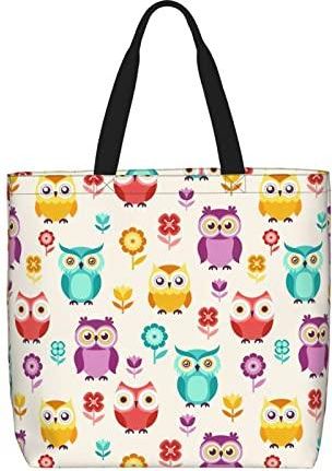 Generic Sac De Courses Motif Hibou Sac &Agrave; Bandouli&egrave;re En Toile Lavables Personnaliser Sacs En Toile Pour Femmes, Pour Filles, Tous Les Jours, Shopping, Femmes