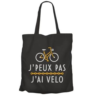 Fabulous Tote Bag Sac Shopping en Toile Noir - JPeux Pas Jai V&eacute;lo Cyclisme VTT Route - 10 L
