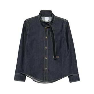 Patou Blaue Krawattenhalsbluse mit Logo - - Blouses & Shirts - Damen - Blau - M