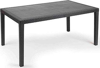 Dmora Außentisch Imola, festes rechteckiges Regal, Mehrzweck-Gartentisch mit Rattan-Effekt, 100 % Made in Italy, 138 x 78 x 72 cm, Anthrazit