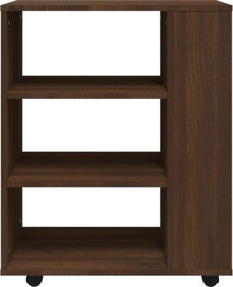 Generic Rollschrank mit F&auml;chern, Rollcontainer, B&uuml;roschrank, Aktenschrank, B&uuml;rocontainer, Schrank, B&uuml;ro, Druckerschrank, 60x35x75cm, Holzwerkstoff(Wei&szlig;) (Brau