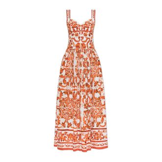 Dolce & Gabbana Maiolica Print Dress - - Dresses - Damen - Orange - M