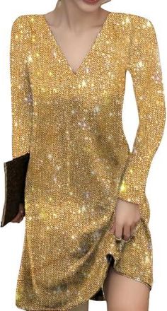 Generic Robe de f&ecirc;te scintillante pour femme - Robe de No&euml;l tendance sans manches - Coupe ajust&eacute;e - Robe longue - Robe de cocktail formelle pour lautomne - Ro